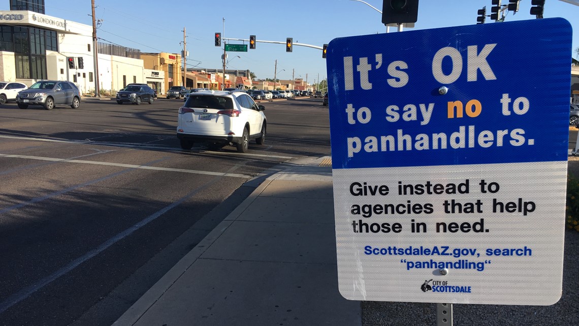 New Scottsdale signs discourage giving to panhandlers | 12news.com
