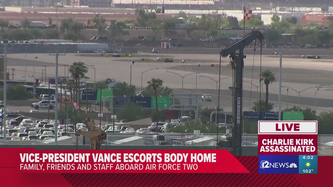 Charlie Kirk's casket set to land in Phoenix aboard Air Force Two | 12news.com