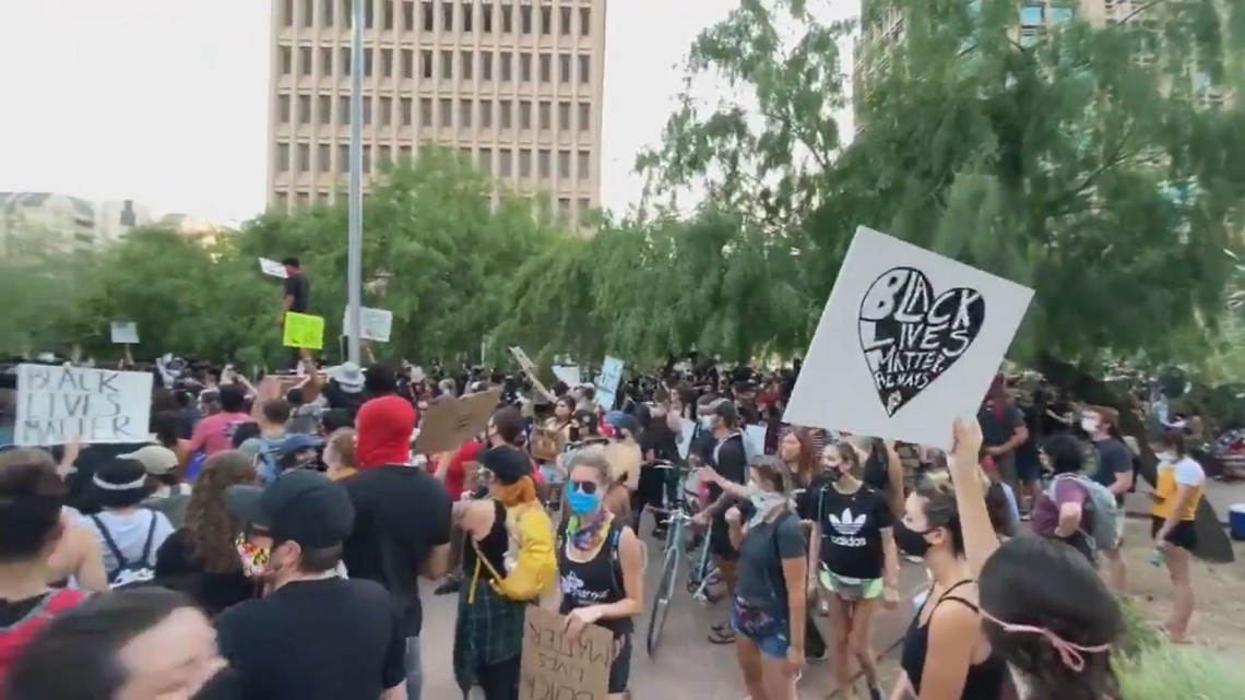 Hundreds march through downtown Phoenix on 10th day of protests ...