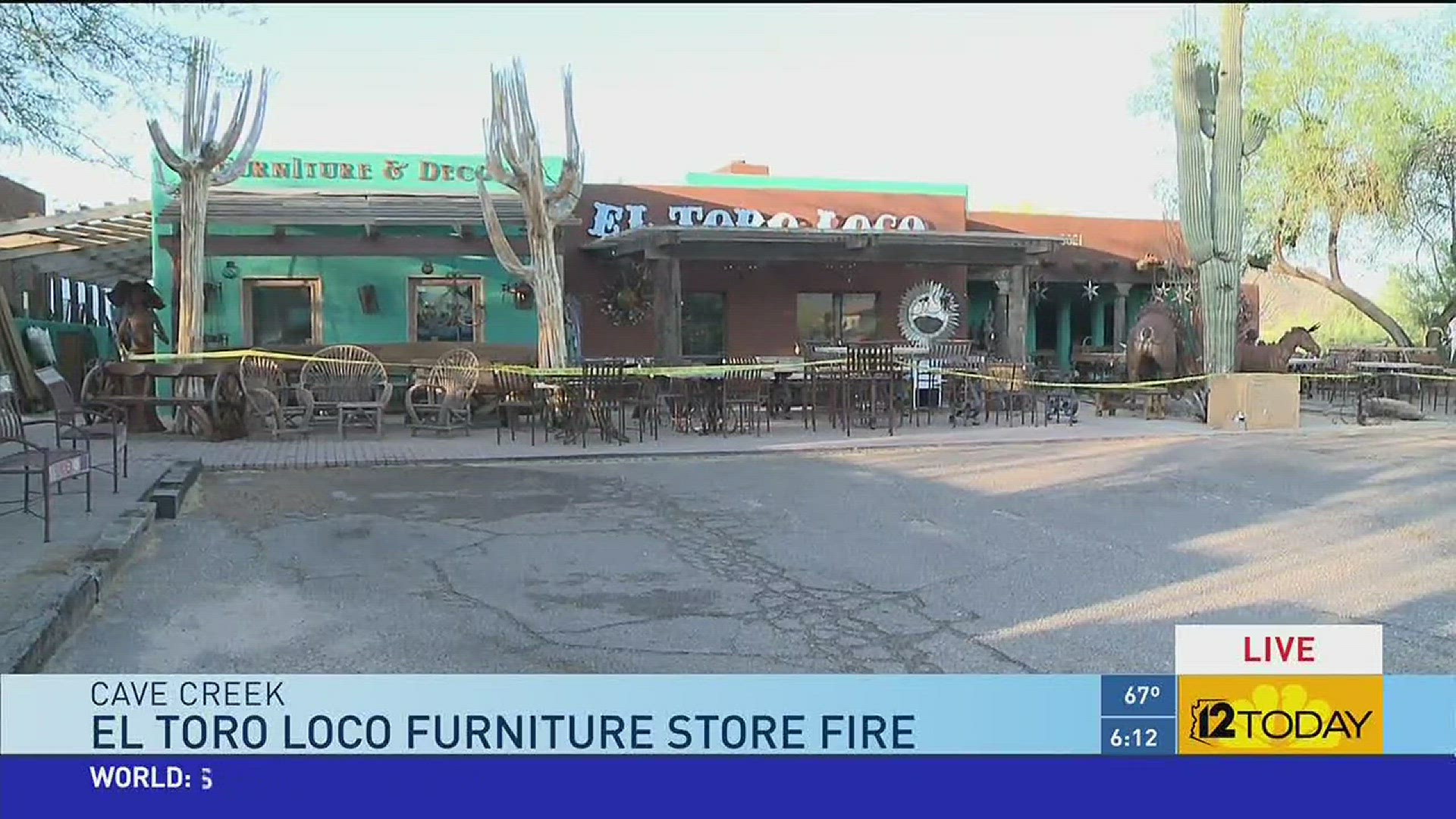 Crews battle dangerous fire at furniture store | 12news.com