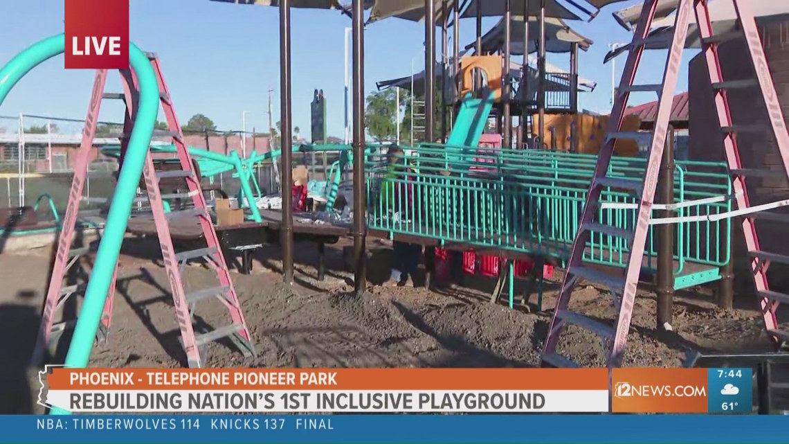 Volunteers add adaptive equipment to Phoenix playground to make it more ...
