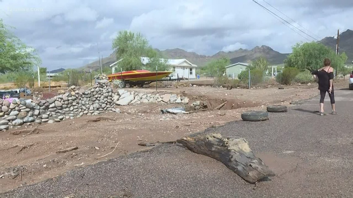 Rains and flooding carry away Apache Junction home | 12news.com