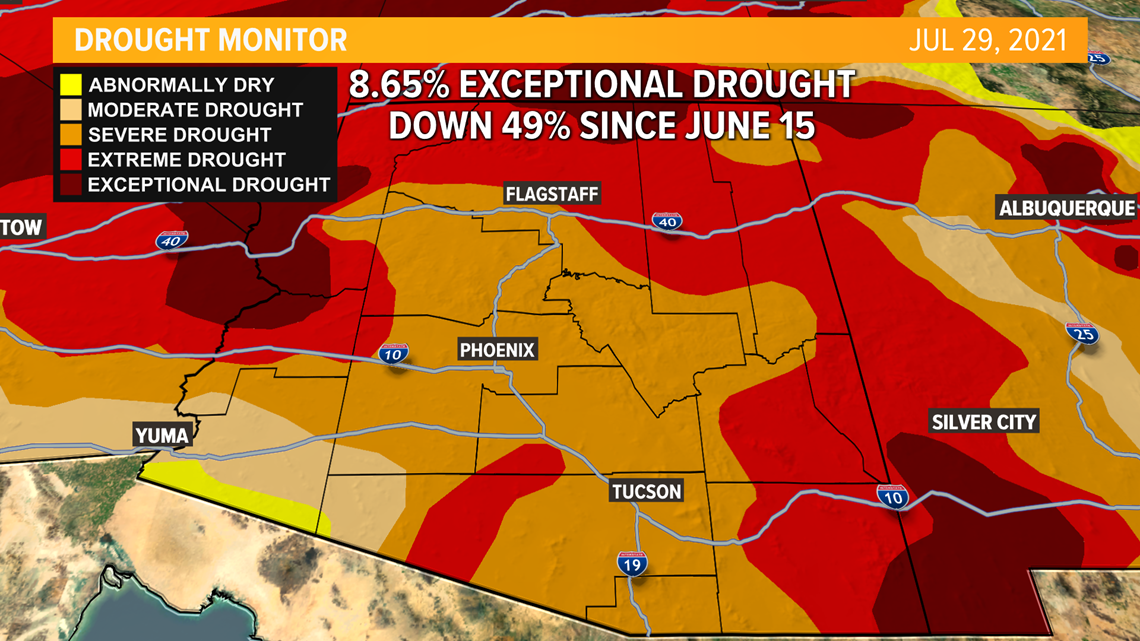 Arizona's monsoon rainfall lowers drought levels throughout state ...
