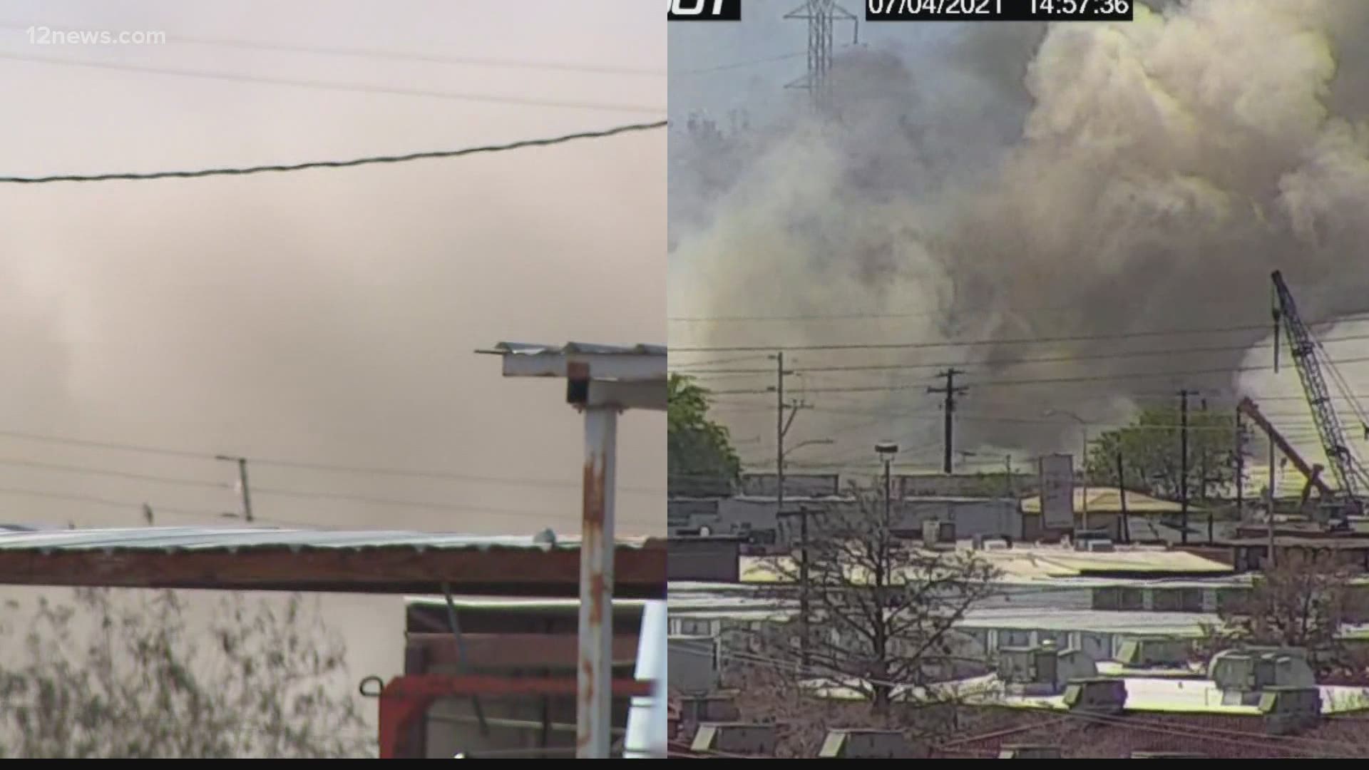 Fire crews battling salvage yard fire | 12news.com