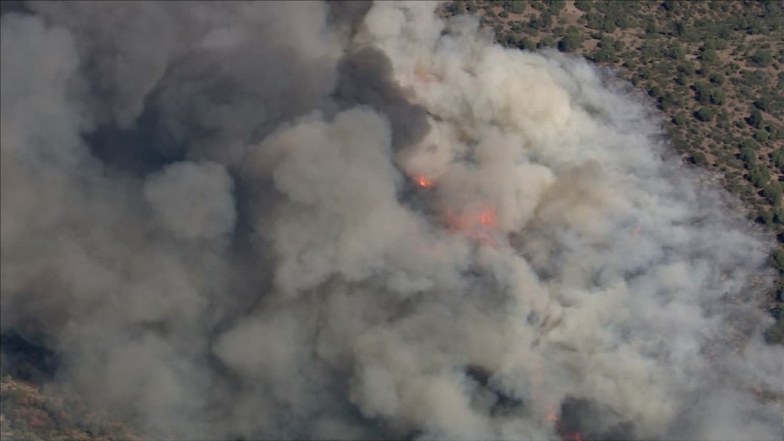 Watch: Sky12 over Flying V Fire burning near Globe | 12news.com