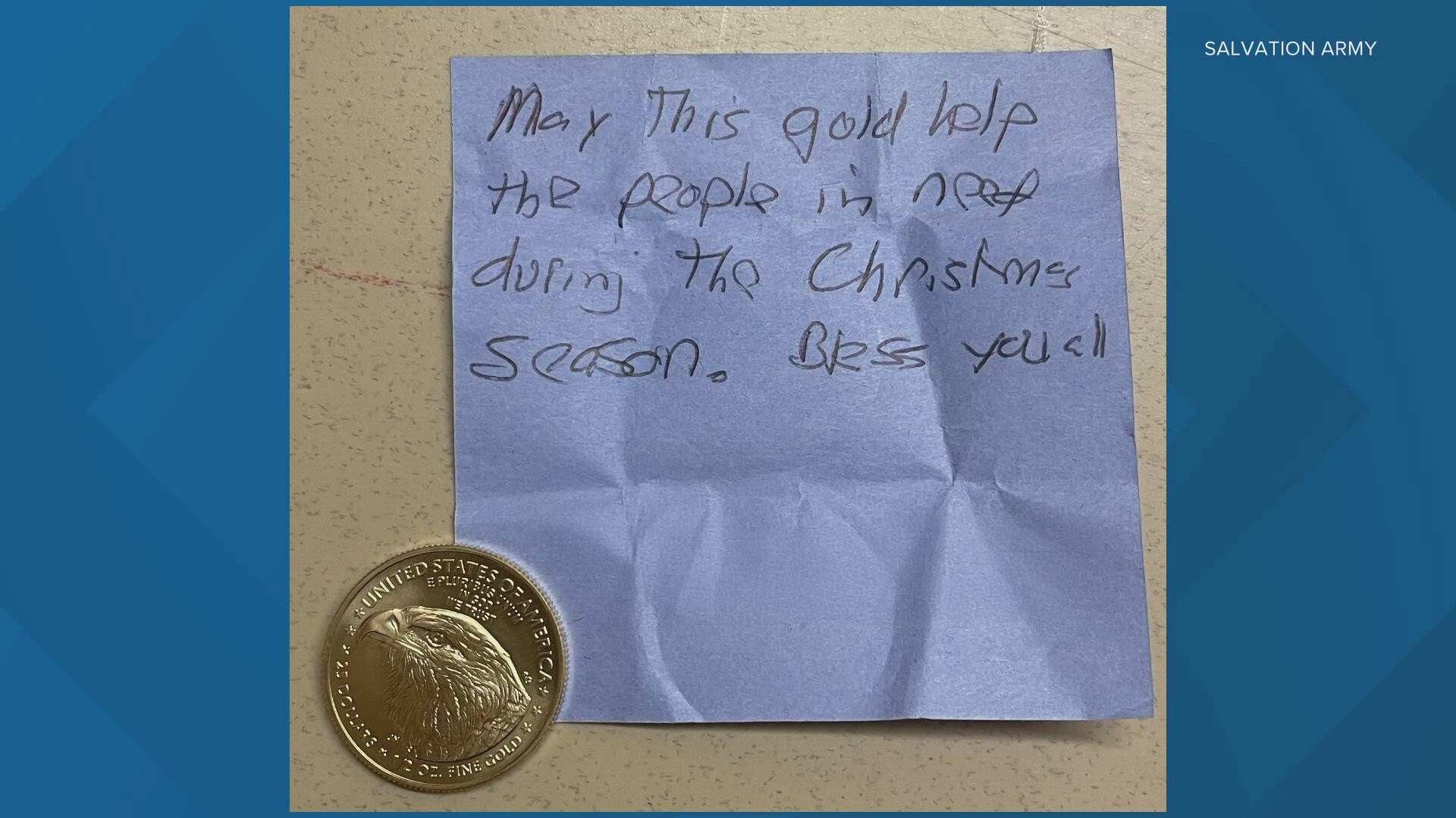 Gold coin dropped in Salvation Army Red Kettle in Arizona | 12news.com