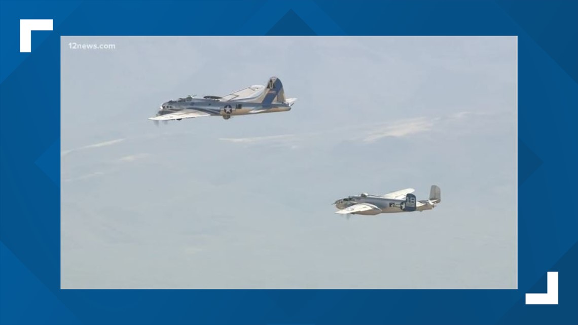 Historic warbirds fly over Phoenix for V-E Day | 12news.com