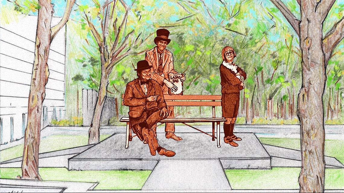 Life-size bronze memorial of Wallace, Ladmo and Gerald coming to ...