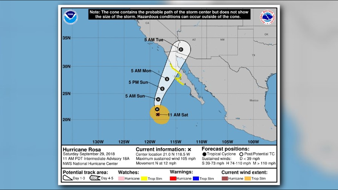 Hurricane Rosa still headed for Arizona, to bring heavy rain as it ...