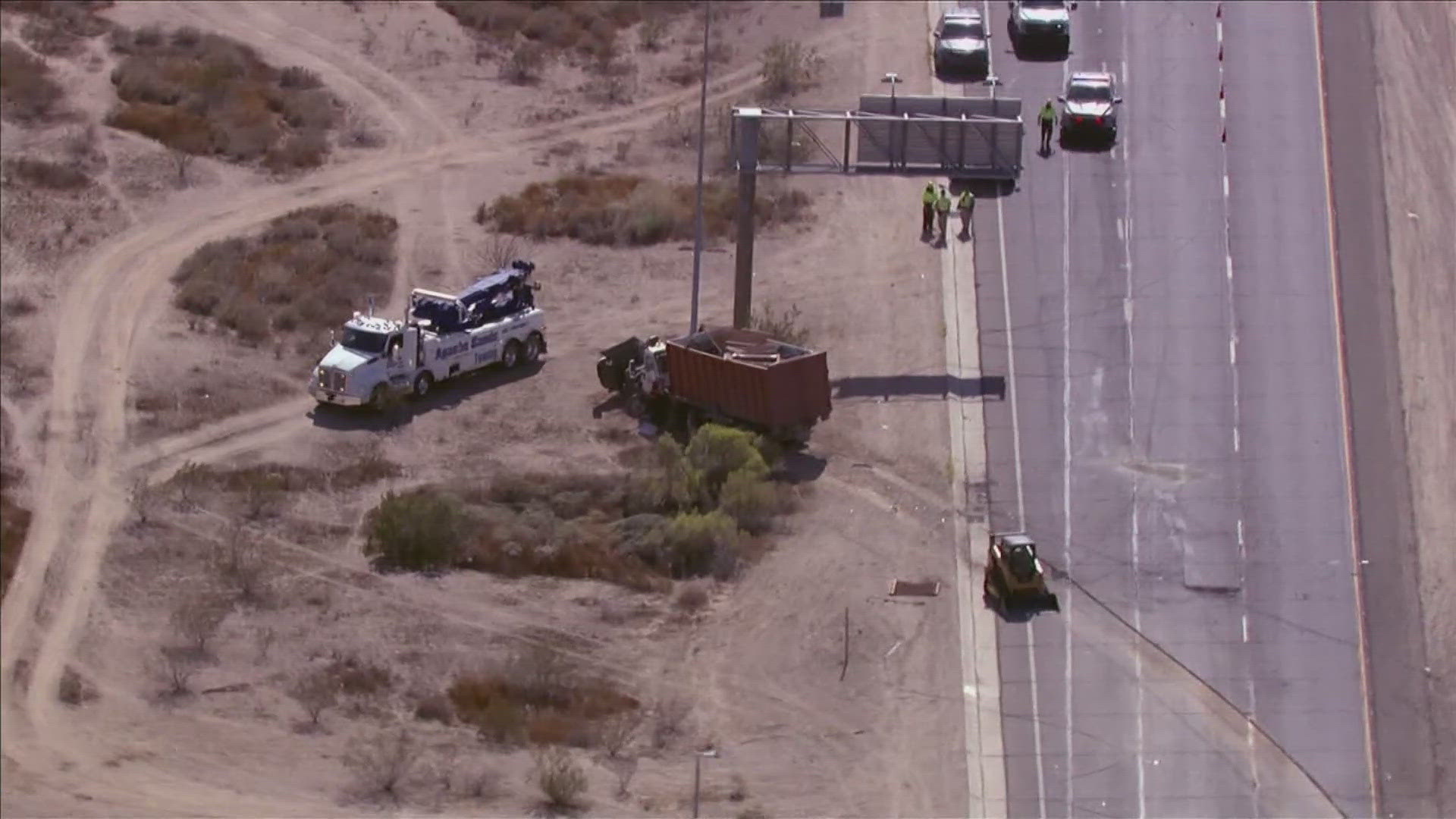 1 hospitalized after crash on US 60 involving dump truck | 12news.com