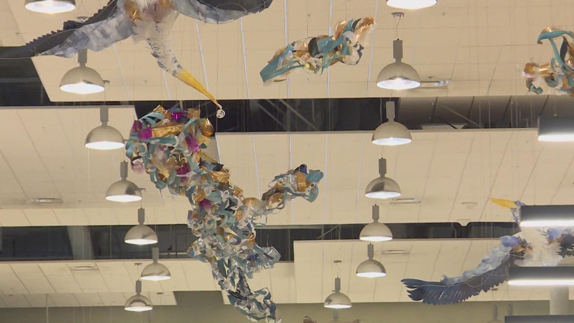 New art exhibit created from discarded plastic on display at convention ...