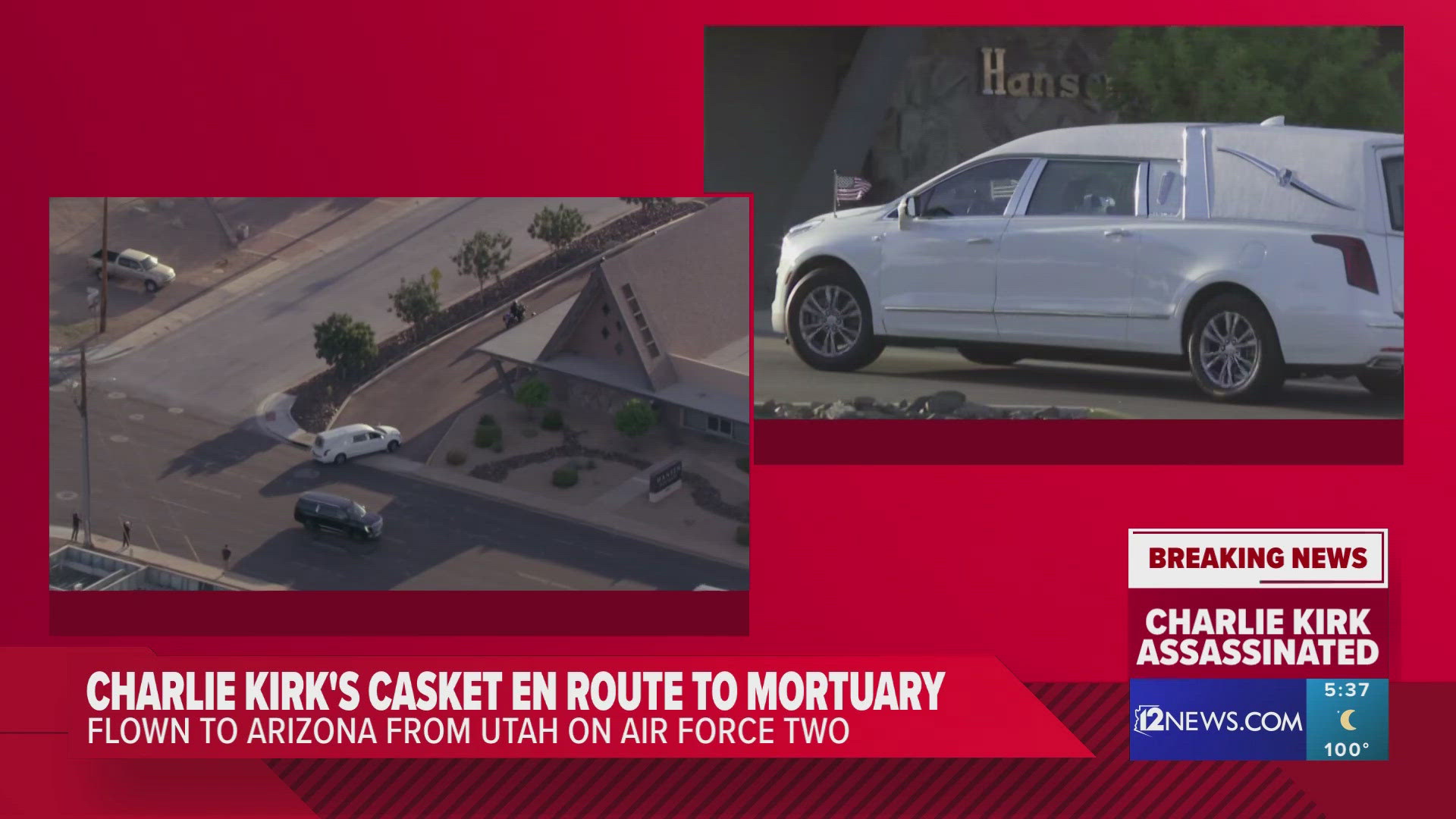 VIDEO: Charlie Kirk's casket arrives at mortuary in Phoenix | 12news.com