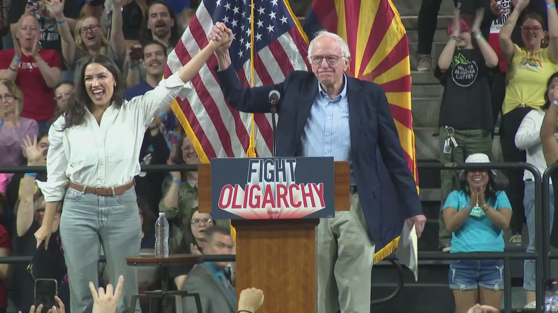 Bernie Sanders, AOC bring 'Fight Oligarchy' tour to the Valley | 12news.com