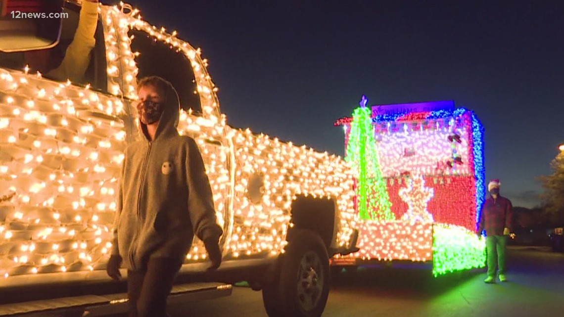 Surprise family spreading holiday cheer with hot cocoa parade float ...