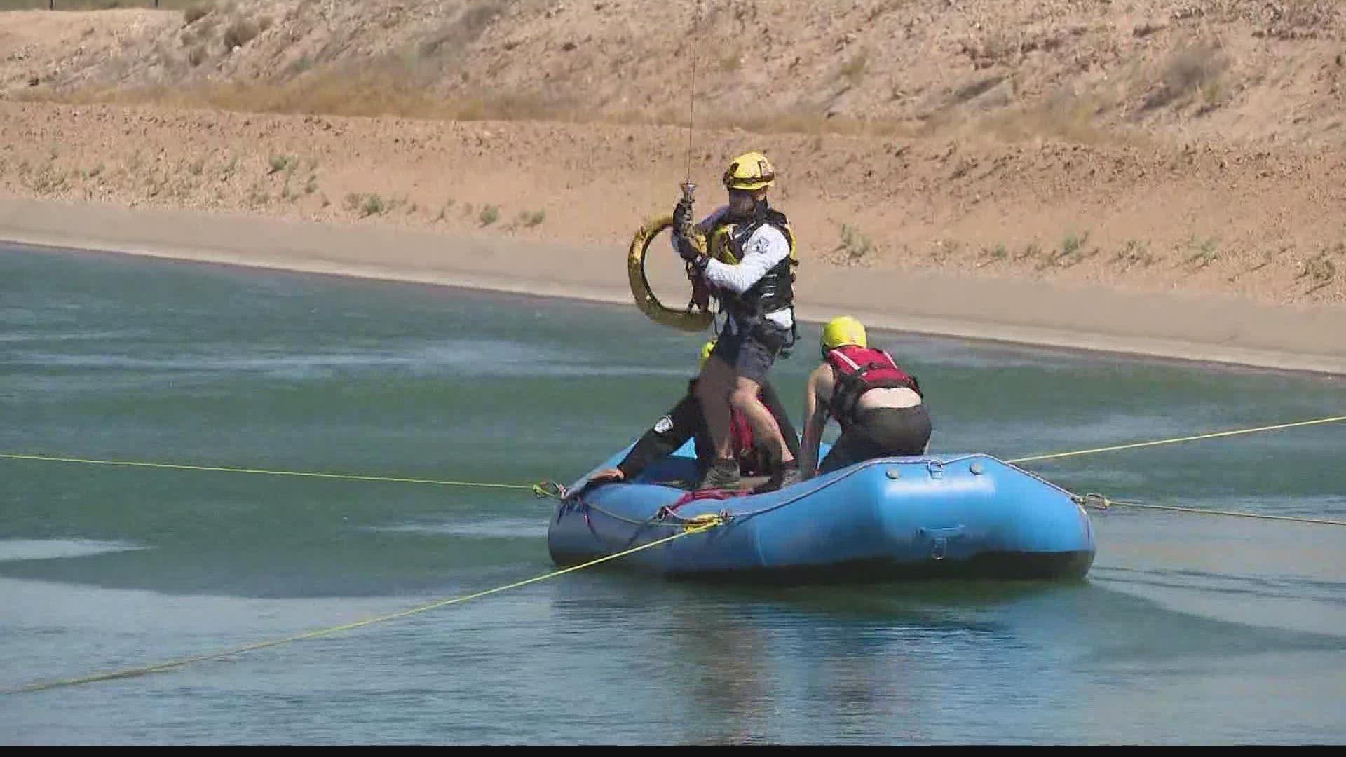 Phoenix firefighters conduct swift water rescue training | 12news.com