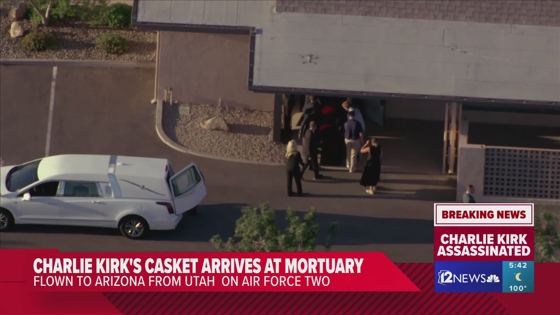 WATCH: Charlie Kirk's casket taken inside mortuary in Arizona | 12news.com