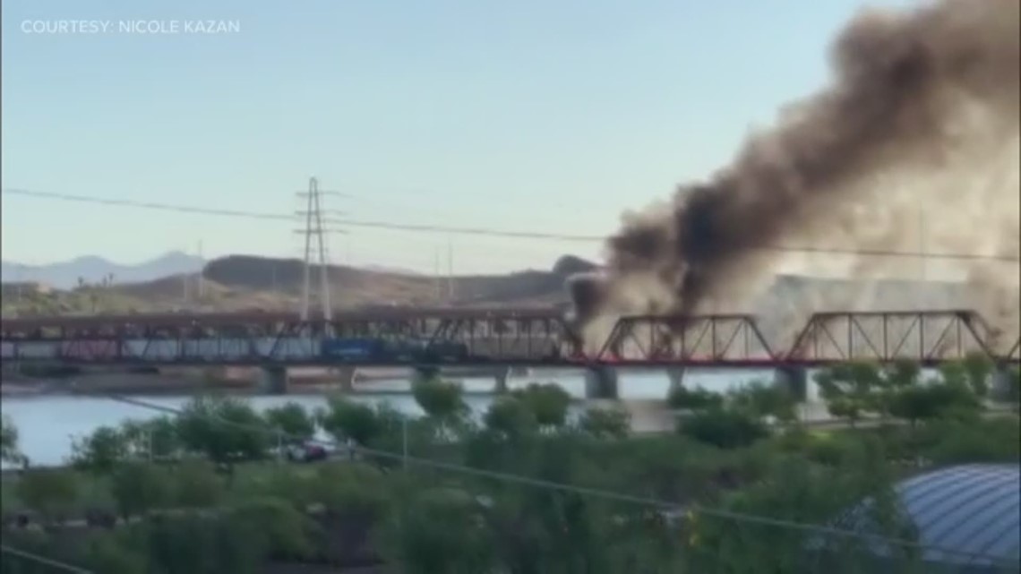 Video shows smoke, flames on Tempe Town Lake bridge after train ...