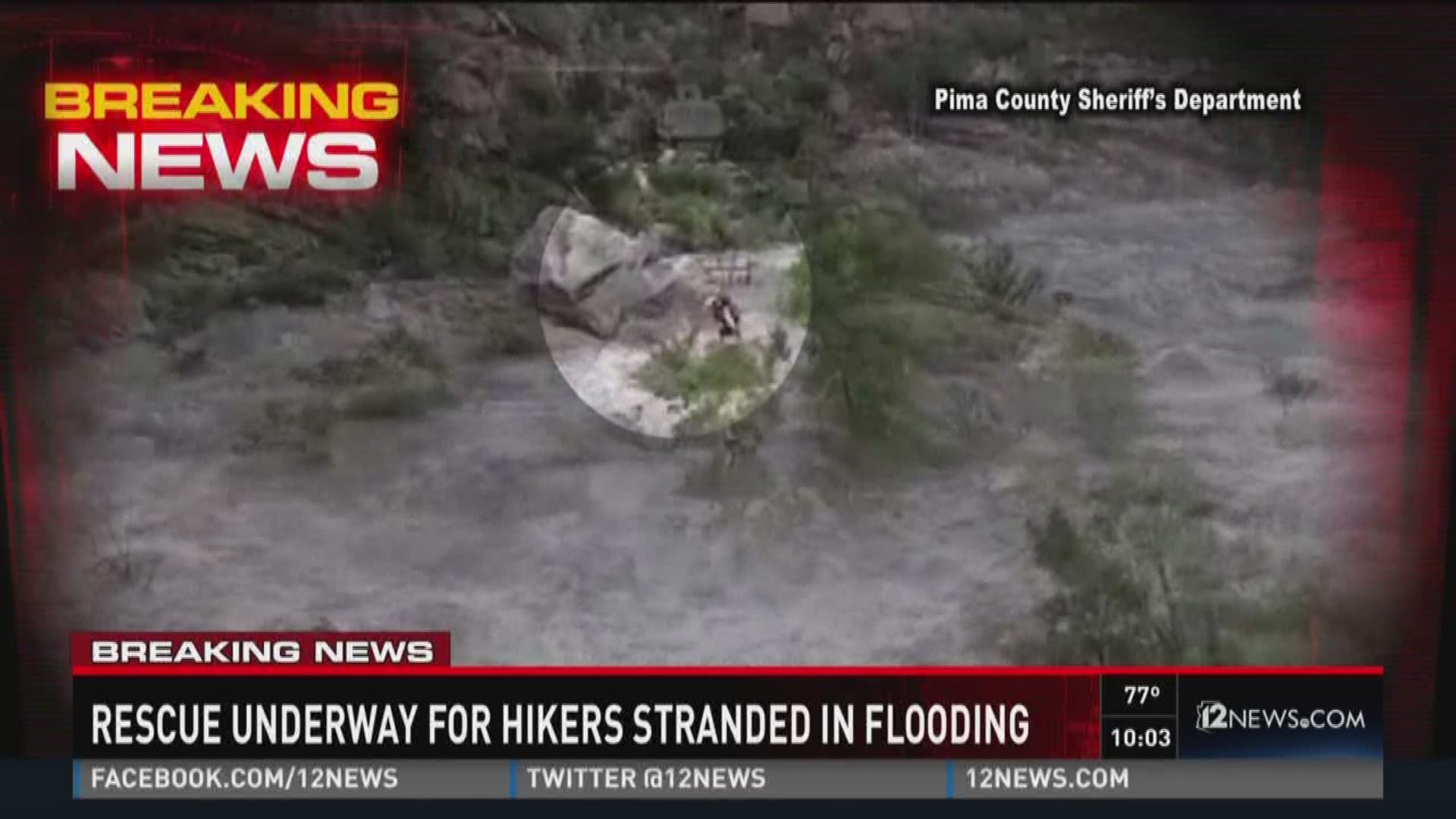 Rescue underway for hikers stranded in flooding | 12news.com