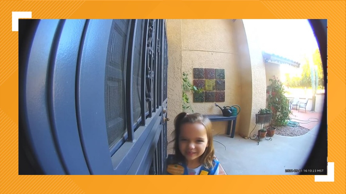 Watch Adorable Girl Scout Cookie Sales Pitch Caught On Doorbell Camera