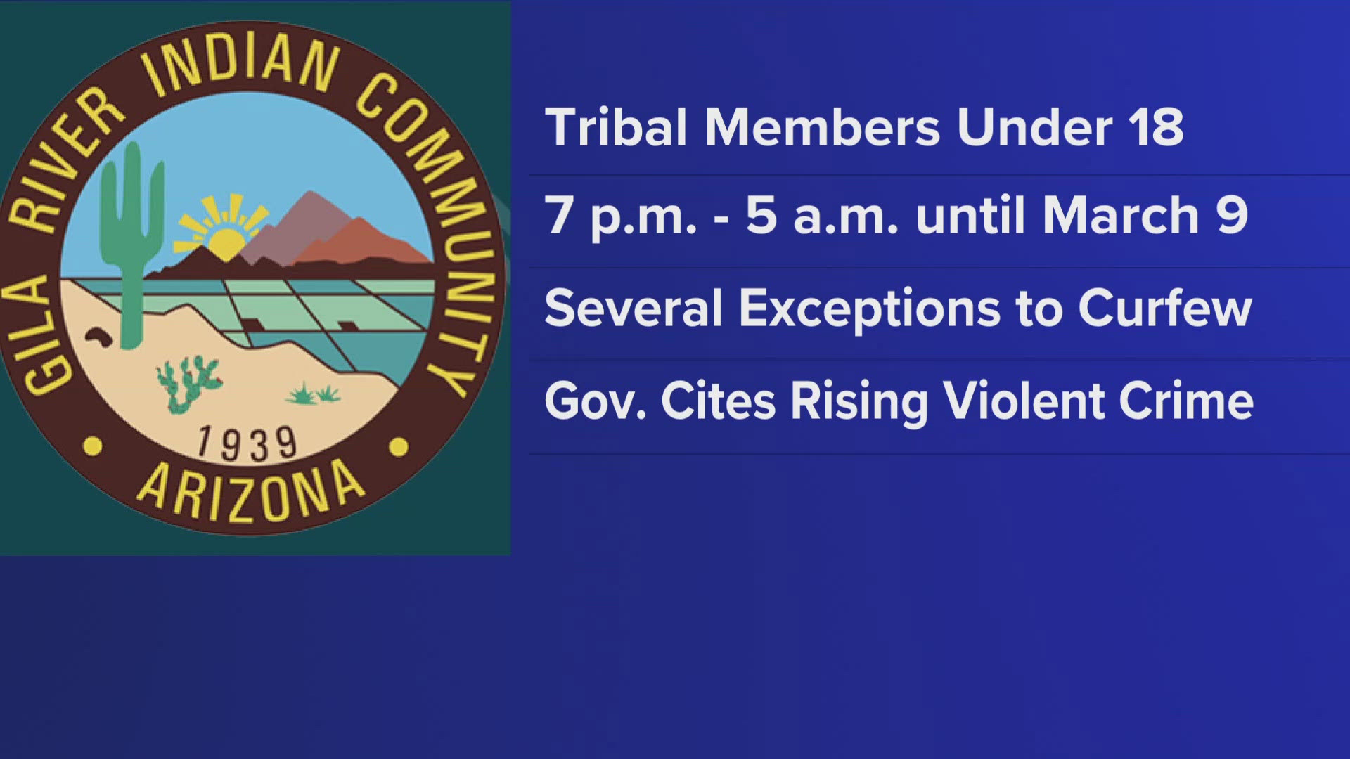 Curfew set for Gila River youth amid rising violence, governor says ...