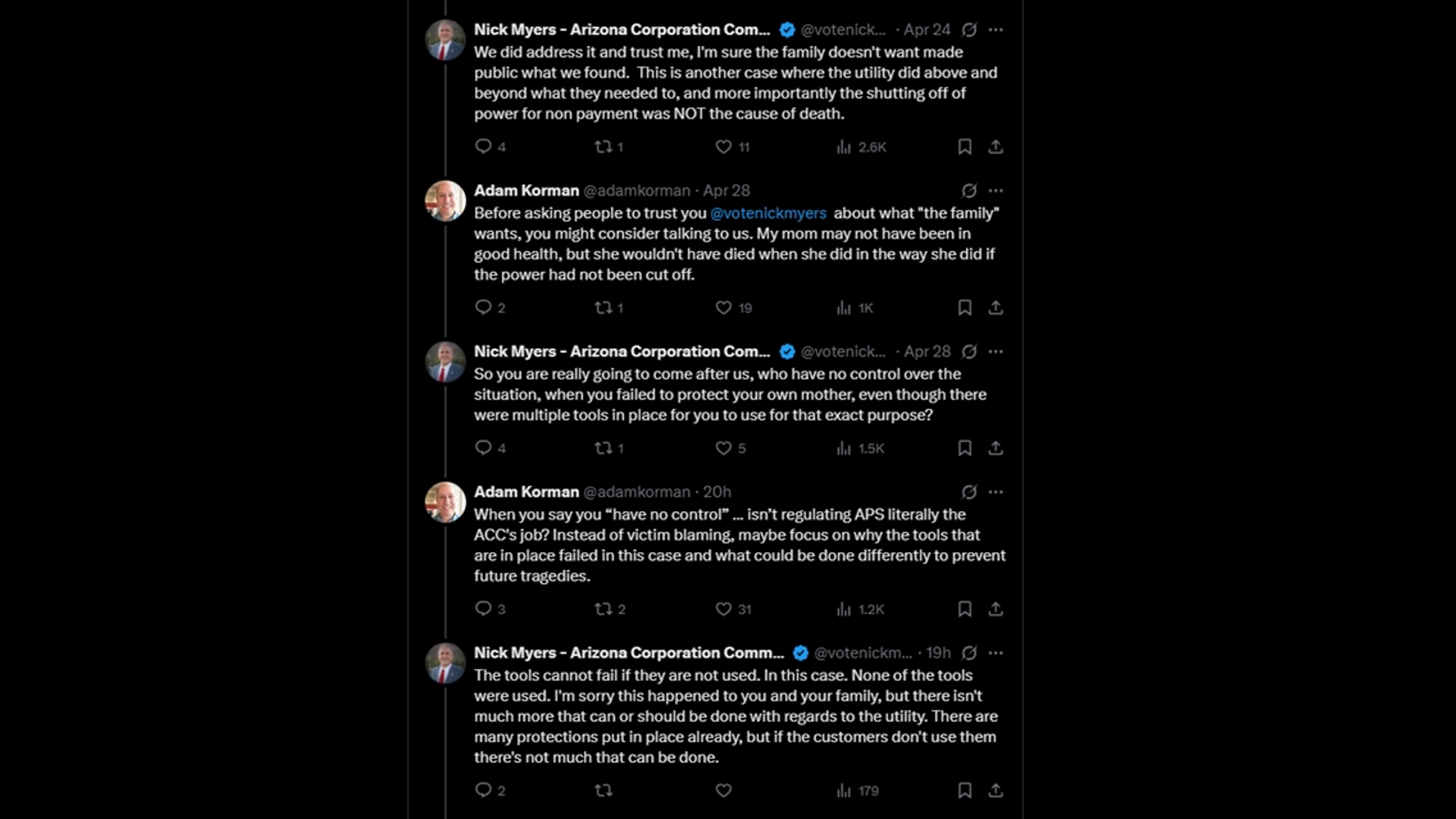 AZ official clashes with family of woman who died after power was shut ...