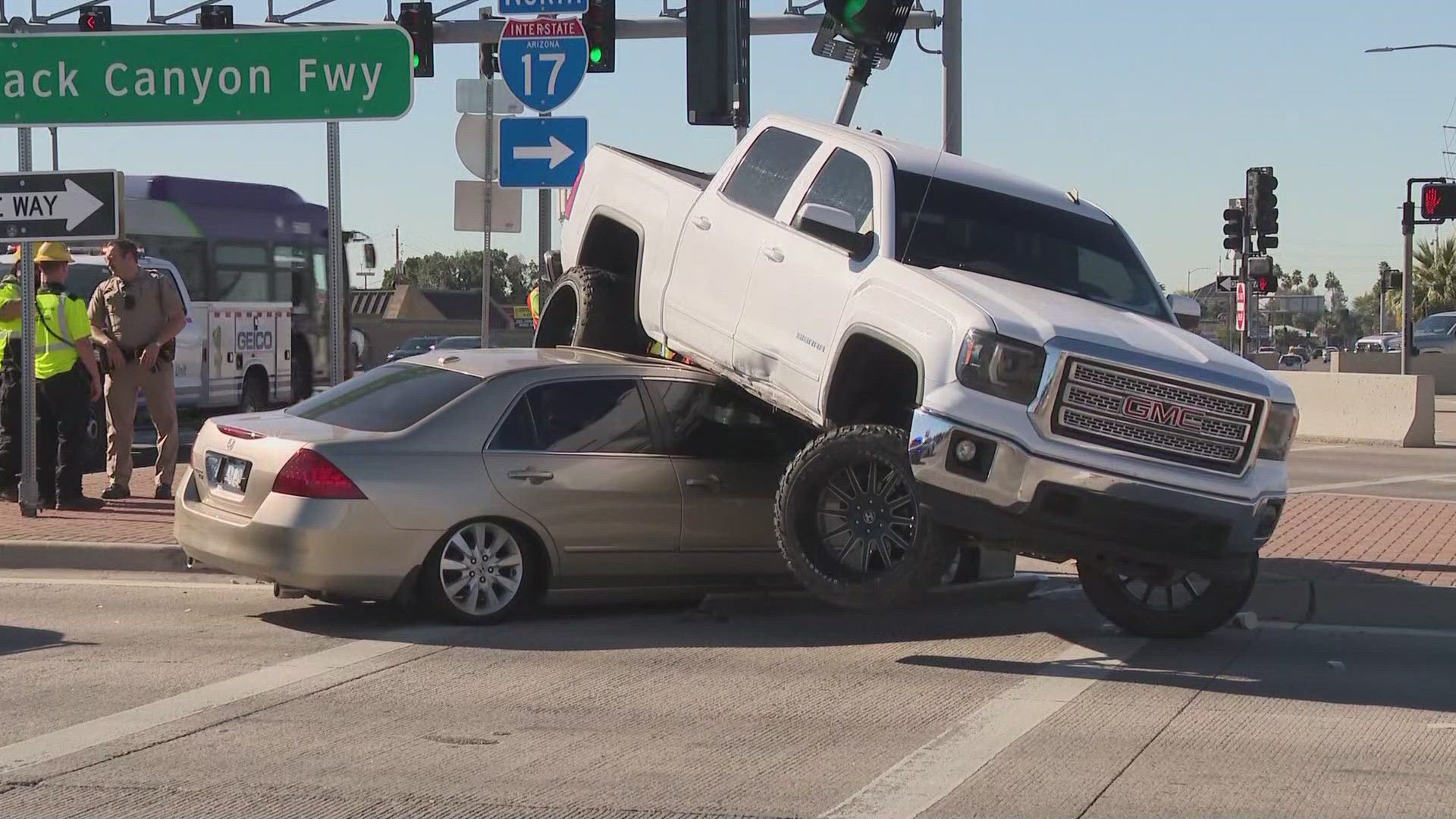 Large traffic backup on westbound lanes of Interstate 10 in Phoenix ...