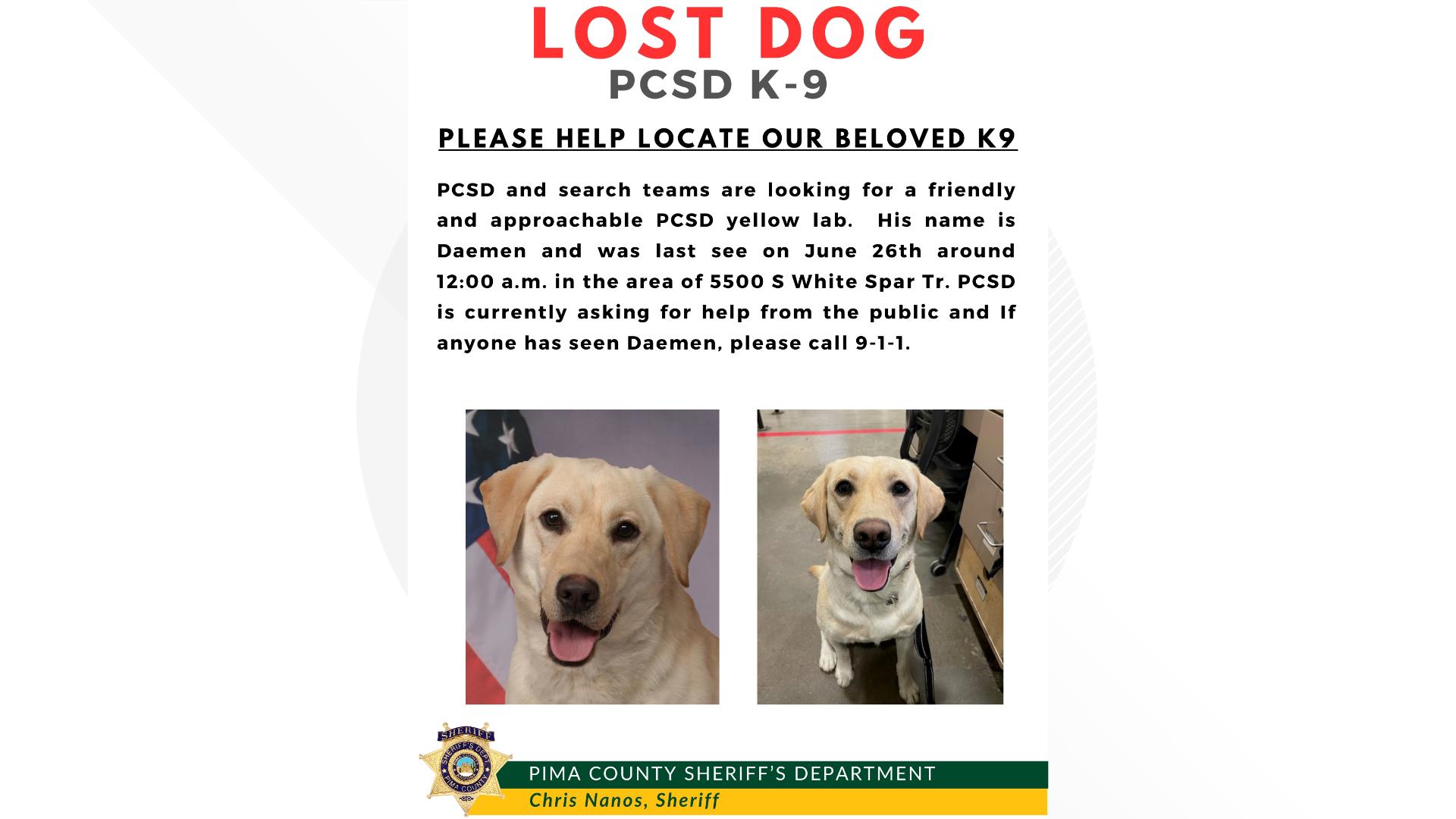 PCSO searching for lost police dog | 12news.com
