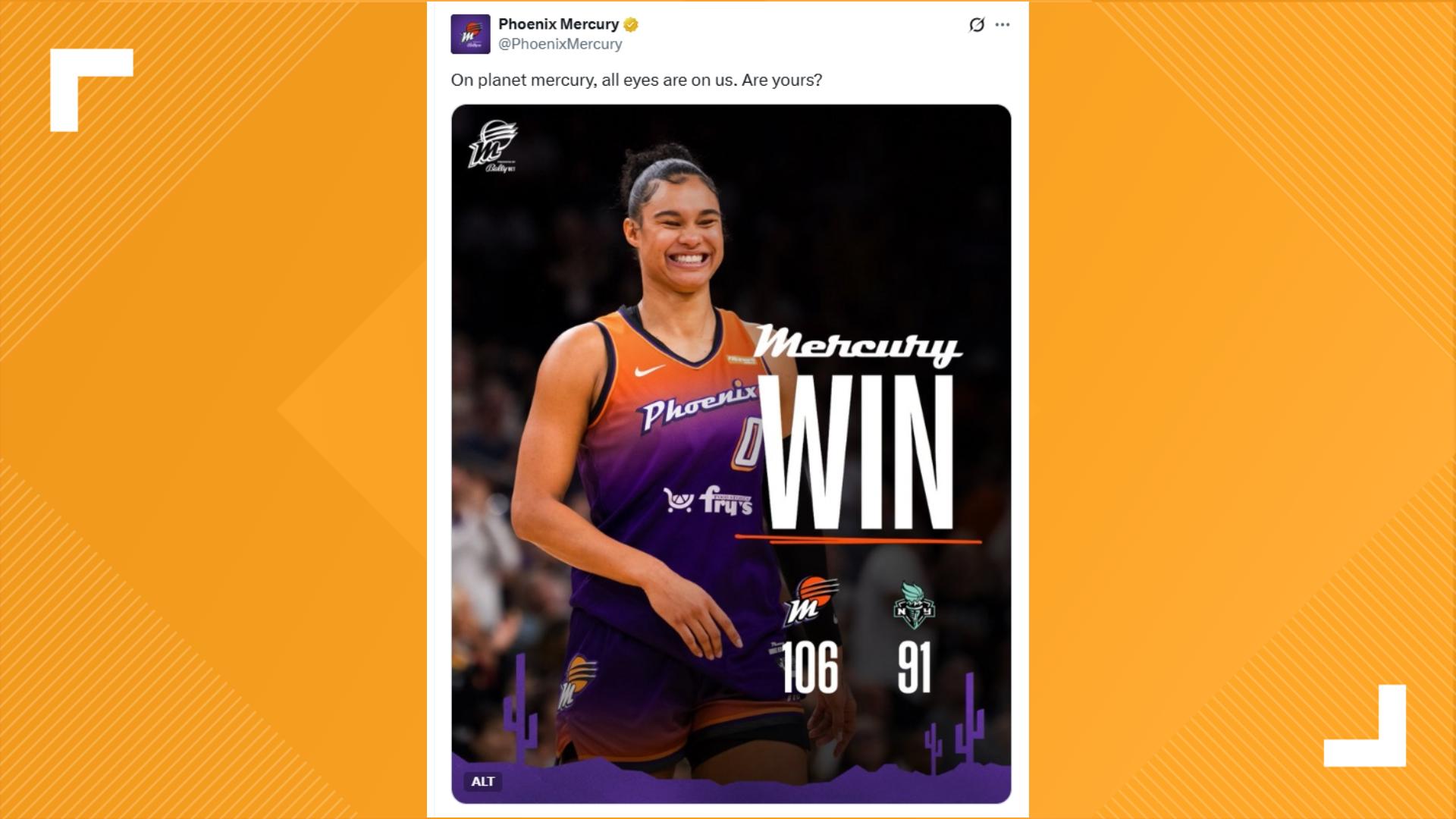 Mercury make statement with 106-91 win over Liberty | 12news.com