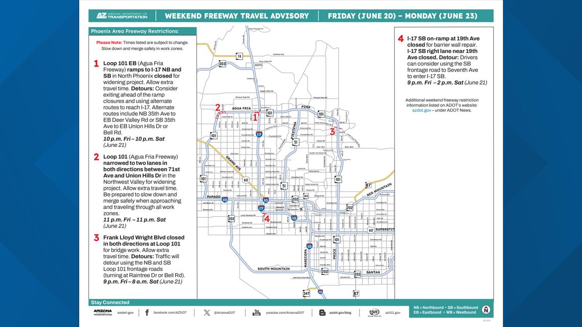 Loop 101 EB ramps to I-17 closed for part of the weekend in Phoenix ...