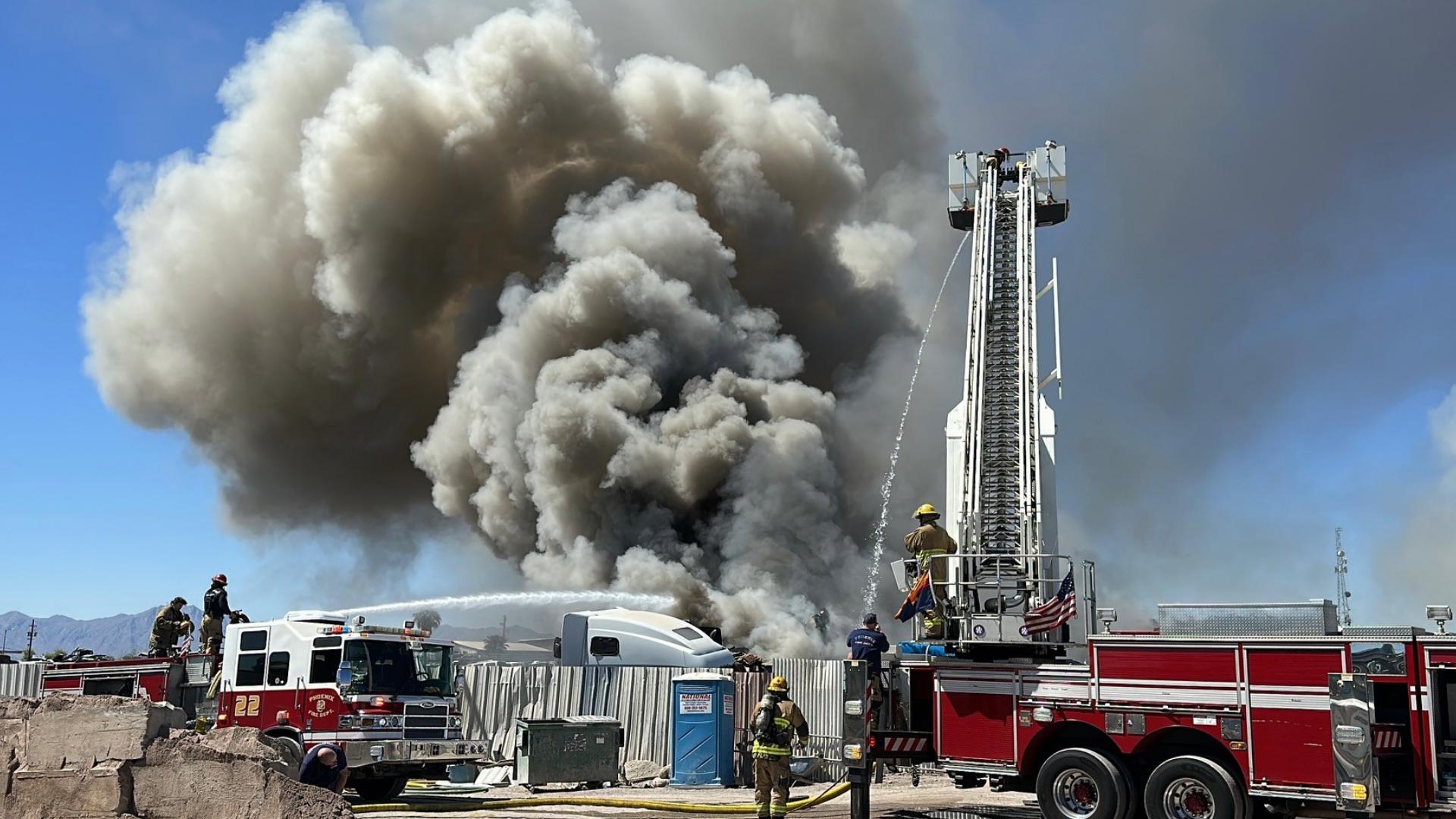 First alarm fire reported at scrap yard in Phoenix | 12news.com