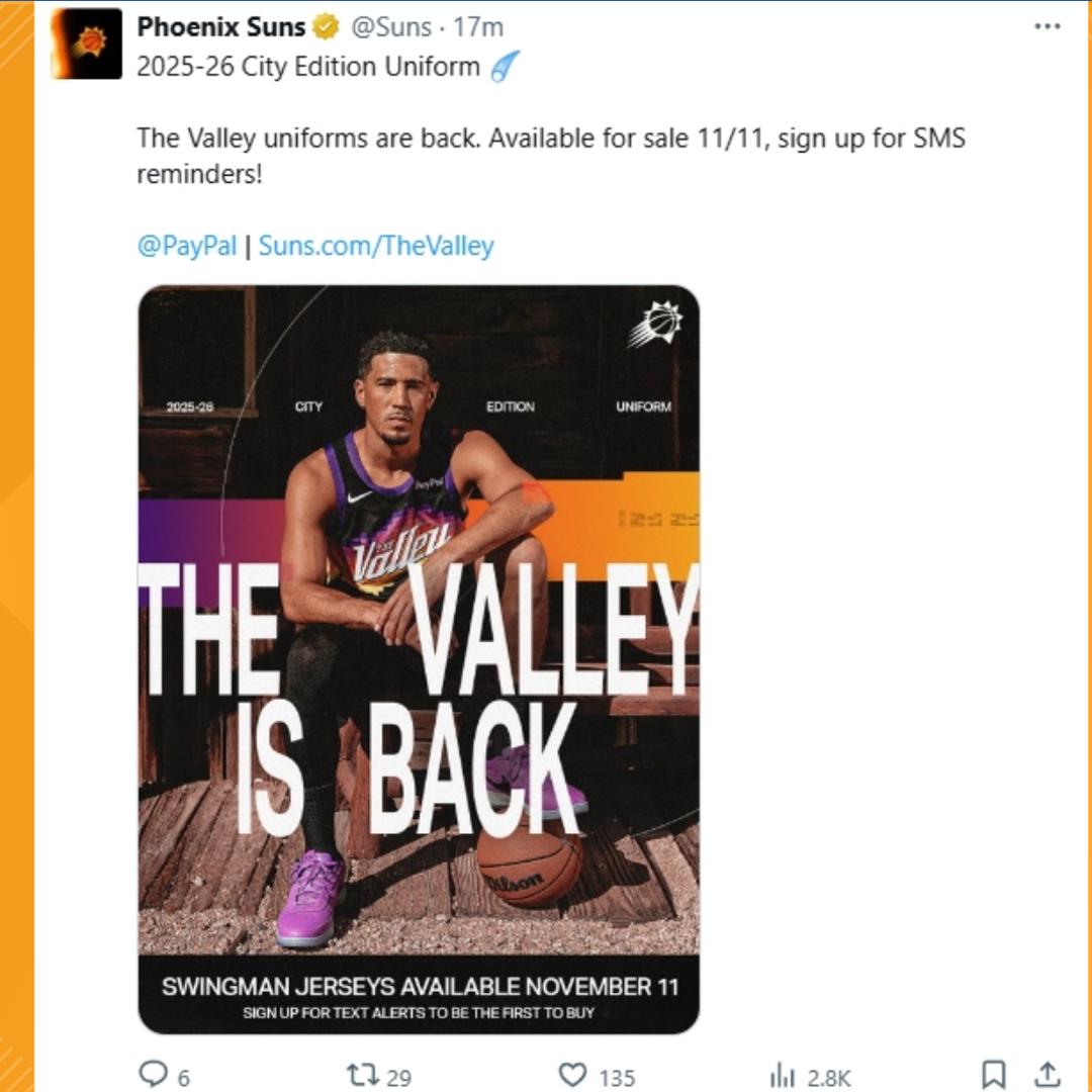 Phoenix Suns return to 'The Valley' for 2025-26 City Edition uniform ...