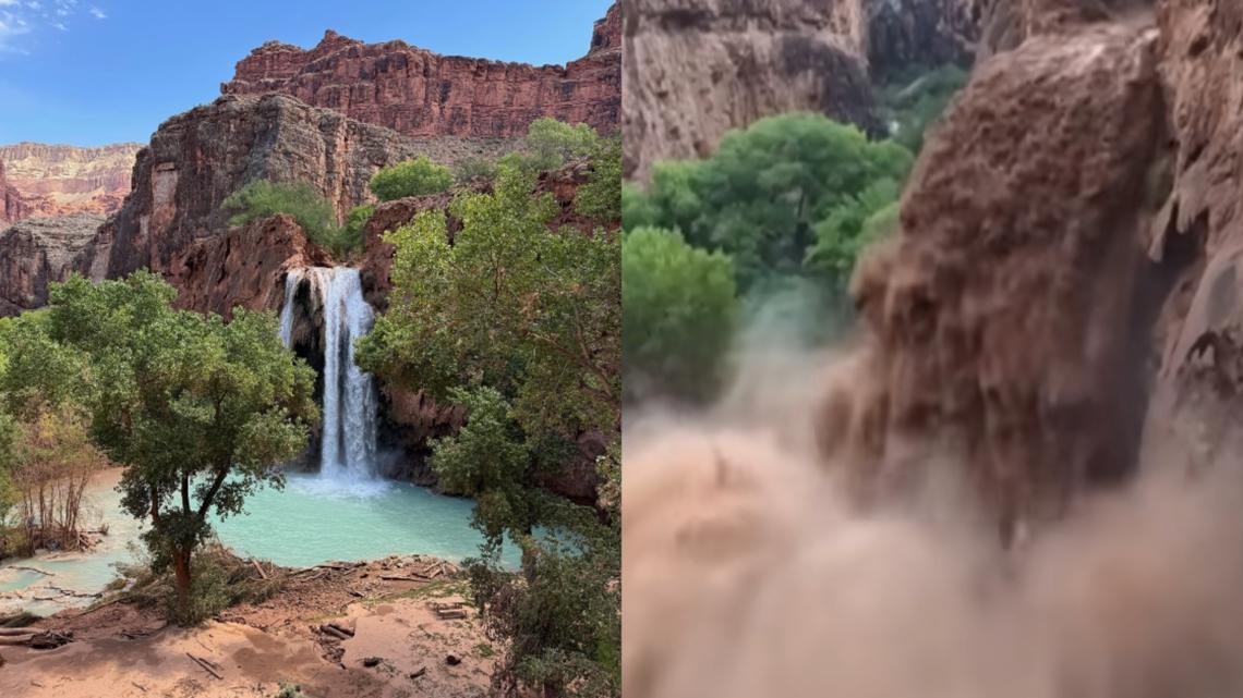 Blue waters of Havasu Falls return a week after flood | 12news.com