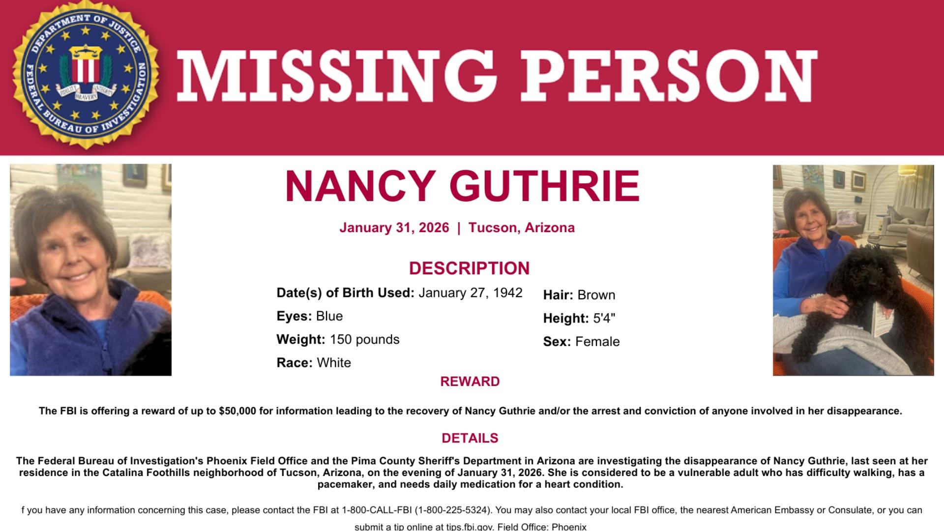 Sheriff: Nancy Guthrie's doorbell camera disconnected before she was ...