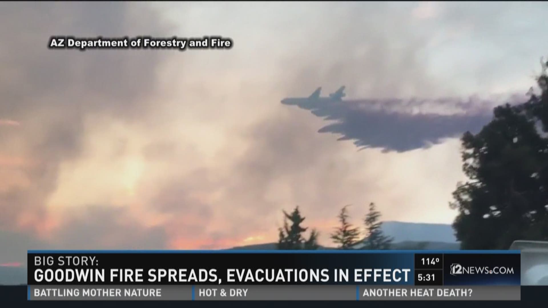 Goodwin Fire spreads to 481 acres, evacuations still in effect | 12news.com