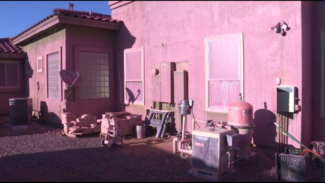 Houses near Diamond Fire covered pink by fire retardant drops | 12news.com