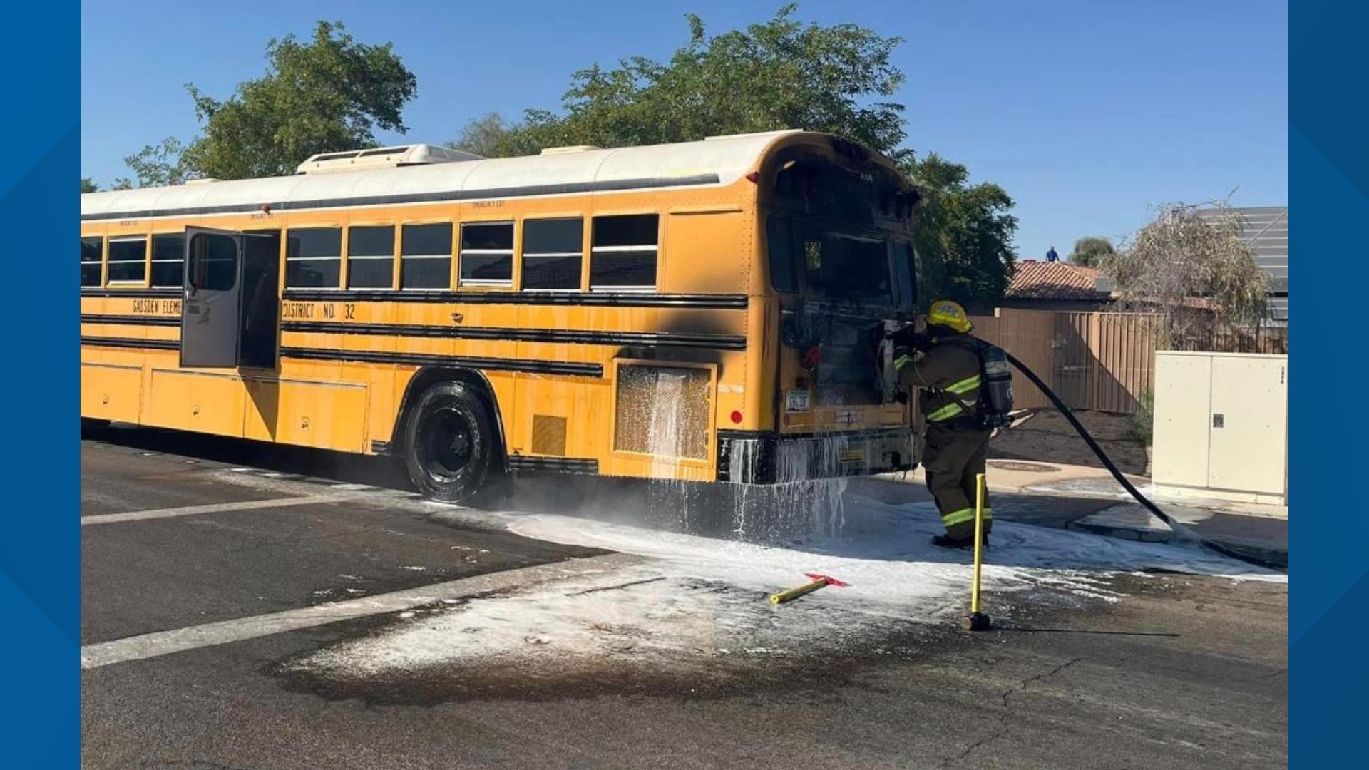 School bus catches fire with 32 students on it in Arizona | 12news.com