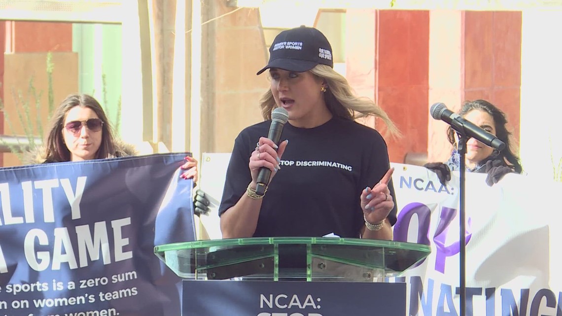 NCAA athletes rally against transgender women in college sports ...