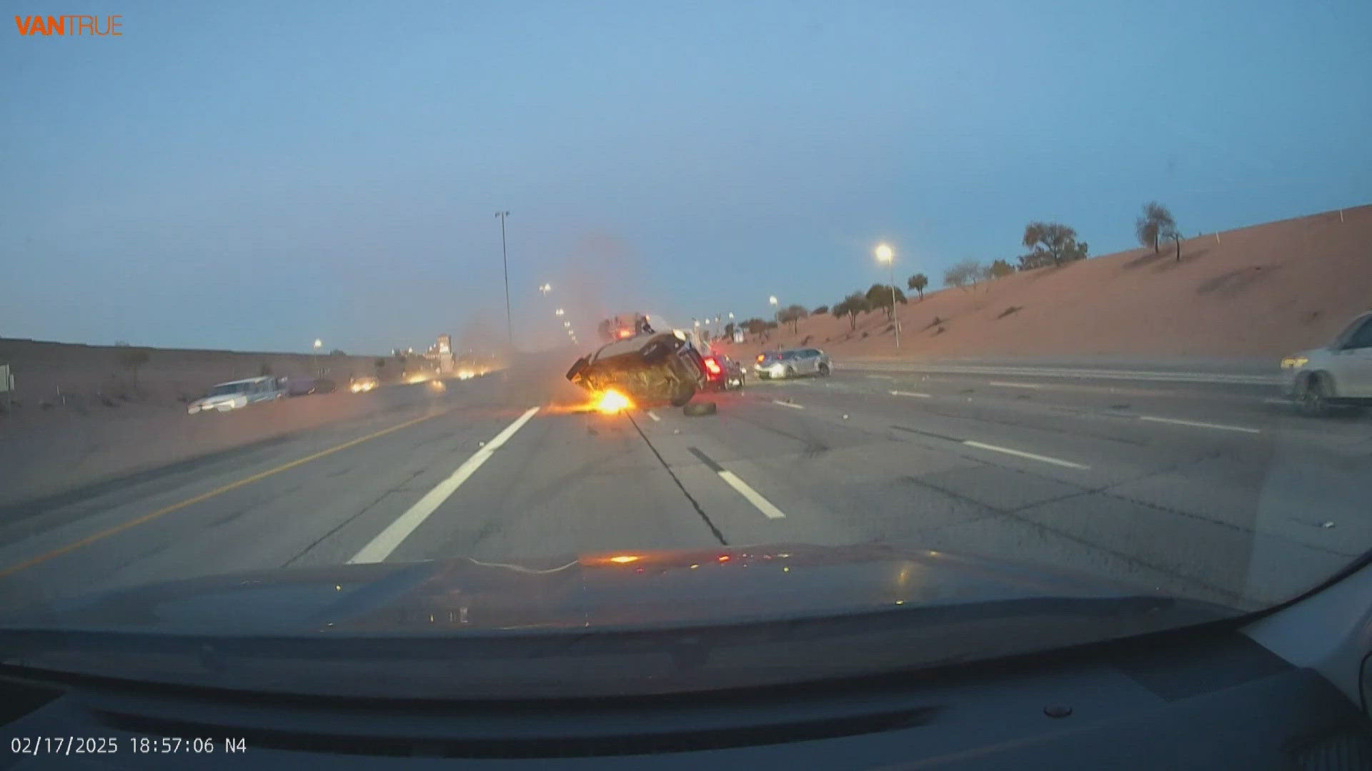 Dashcam video shows fiery crash in Arizona | 12news.com