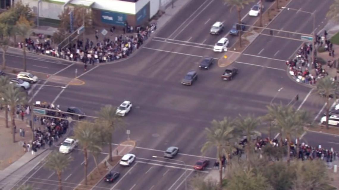 Demonstrators assemble in downtown Chandler to protest ICE operations ...
