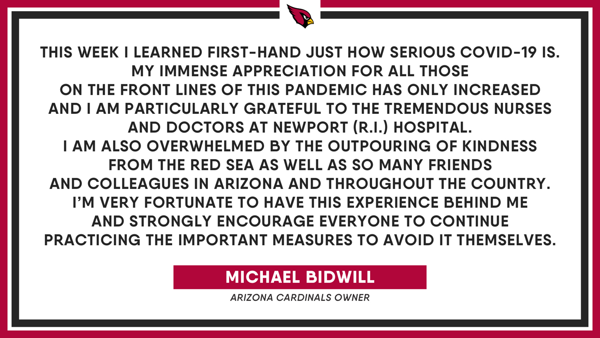 Cardinals owner Michael Bidwill has been released from the hospital ...