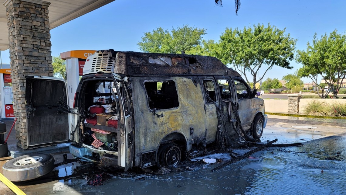 Van detroyed by fire at Circle K station in Mesa | 12news.com