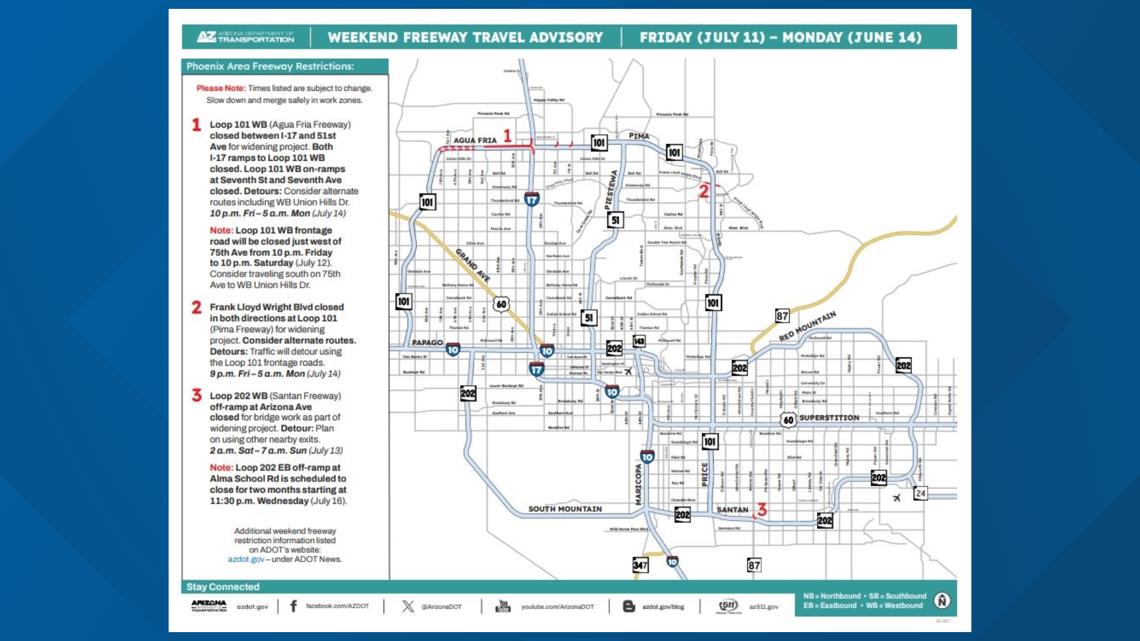 Loop 101 westbound closed at I-17 over the weekend | 12news.com