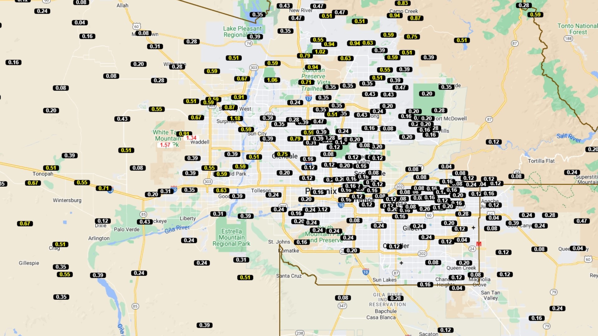 Valley rainfall totals | 12news.com