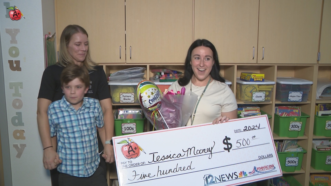 Jessica Mooney from Madison Simis Elementary named A+ Teacher | 12news.com
