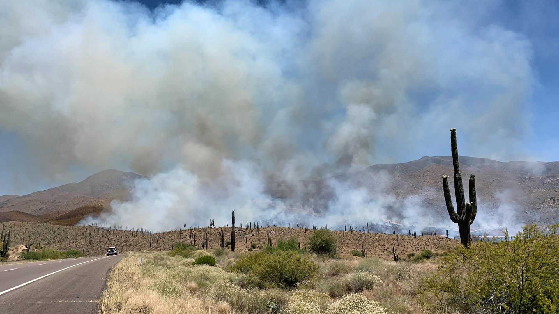 Wildfire near Sunflower closes northbound lanes of State Route 87 ...