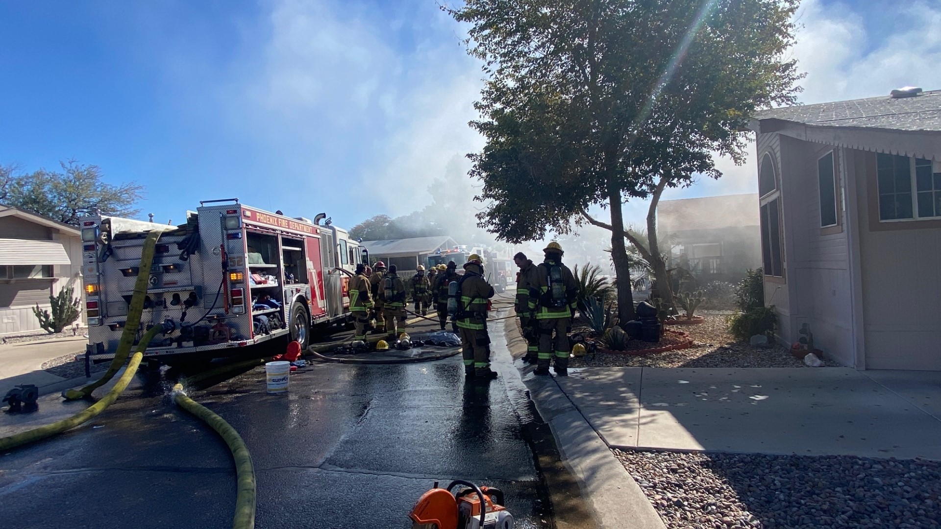 House fire in north Phoenix displaces residents, firefighter taken to ...