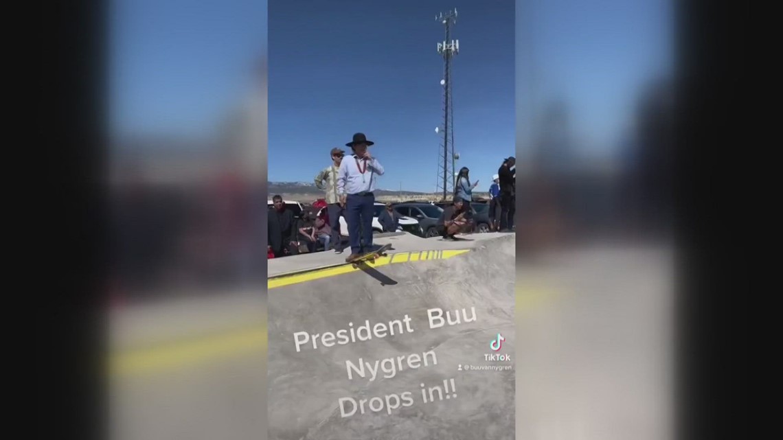 Tony Hawk skateboards with Navajo Nation President Buu Nygren | 12news.com