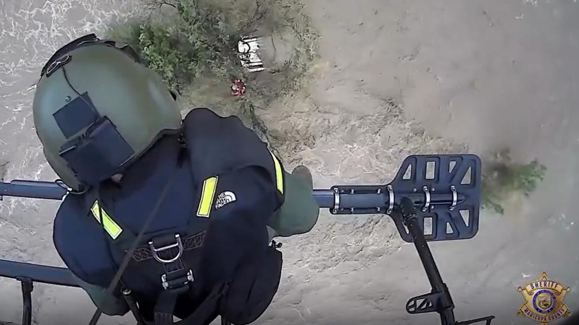 Helicopter, first responders pull 4 people and dog from Wickenburg ...