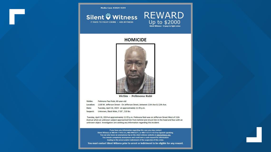 Reward offered for tips leading to arrest of homicide suspect | 12news.com