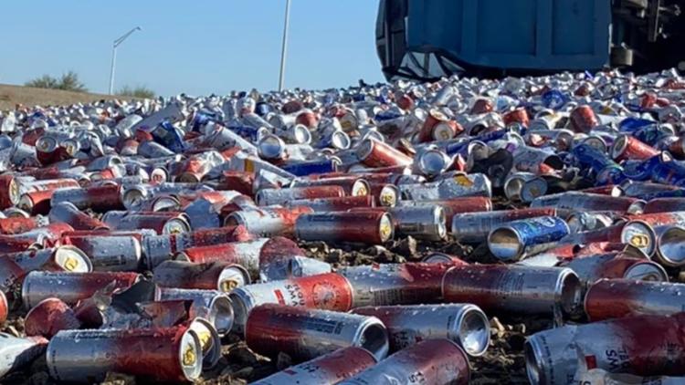 Beverages spill onto side of Arizona highway after crash | 12news.com